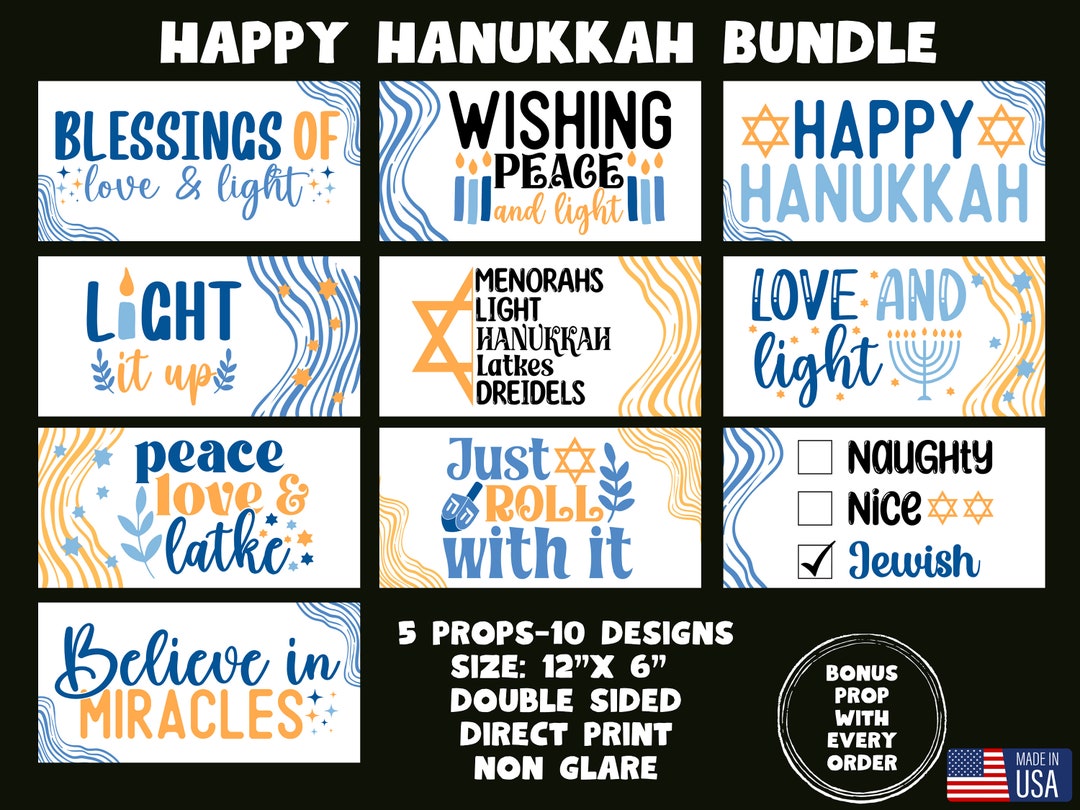 Happy Hanukkah Bundle, Photo Booth Props, 360 Photo Booth Props, Custom ...