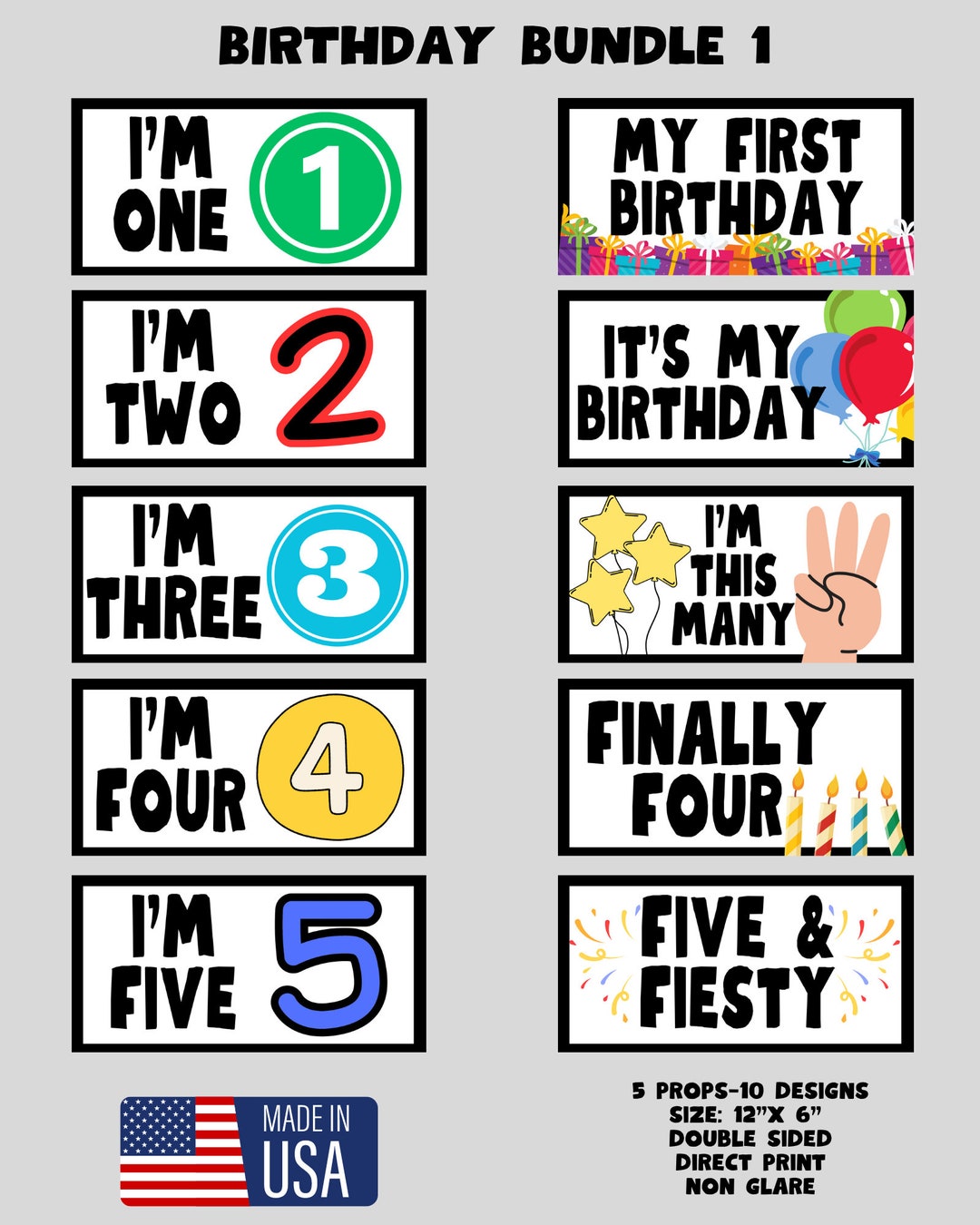 Birthday Bundle 1, Photo Booth Props, 360 Photo Booth Props, Photobooth ...