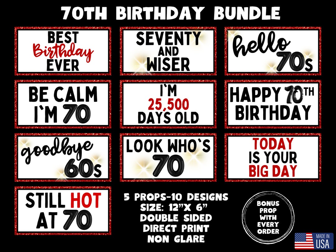 70th Birthday Bundle, Photo Booth Props, 360 Photo Booth Props, Custom ...
