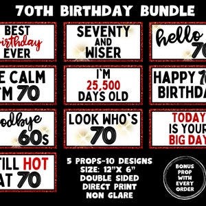 70th Birthday Photo Booth Props, Double Sided, Party Events - Etsy