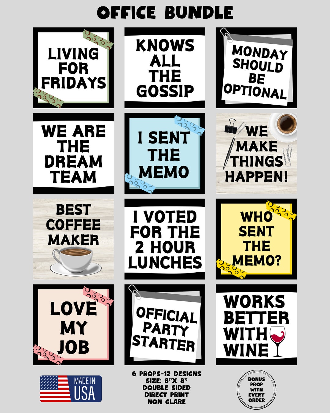 Office Bundle, Photo Booth Props, 360 Photo Booth Props, Custom ...