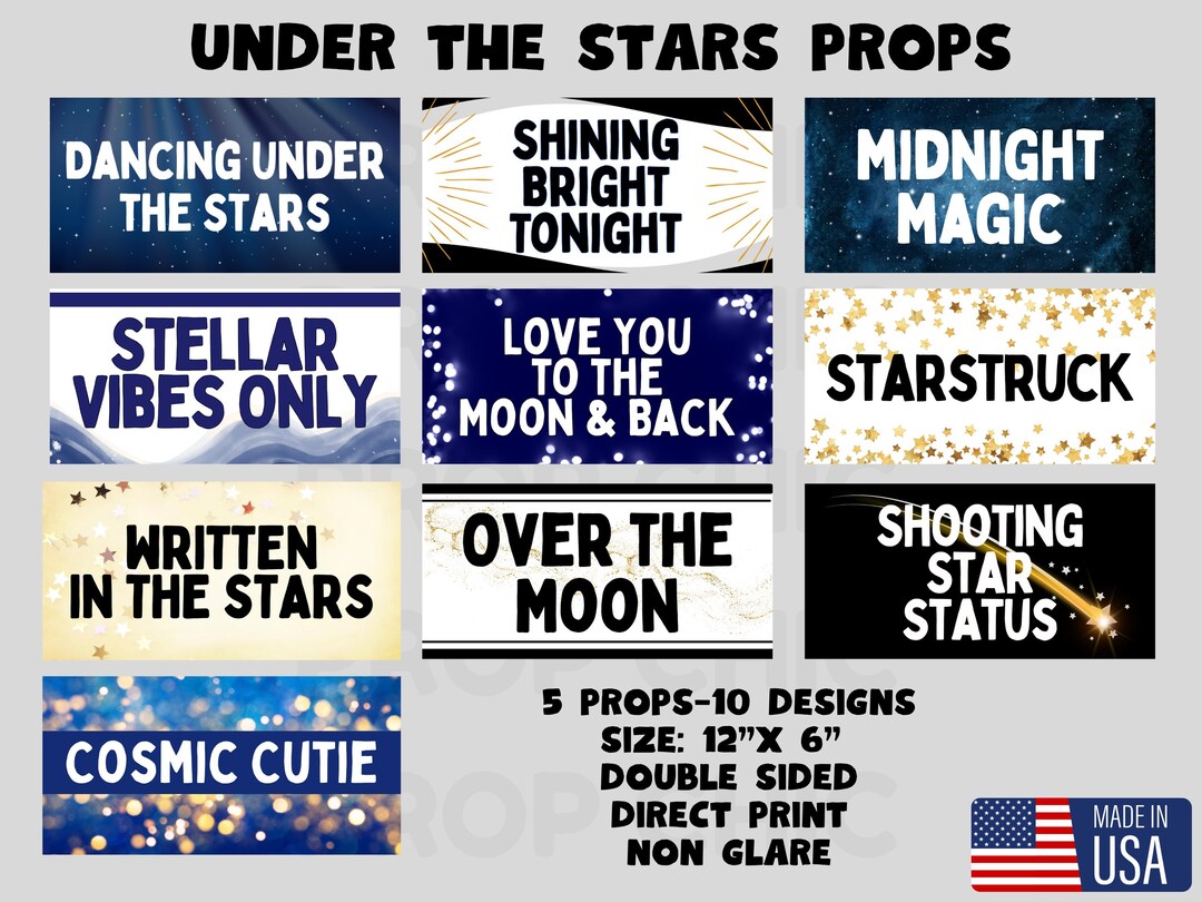Under the Stars Props, Photo Booth Props, 360 Photo Booth Props, Custom ...