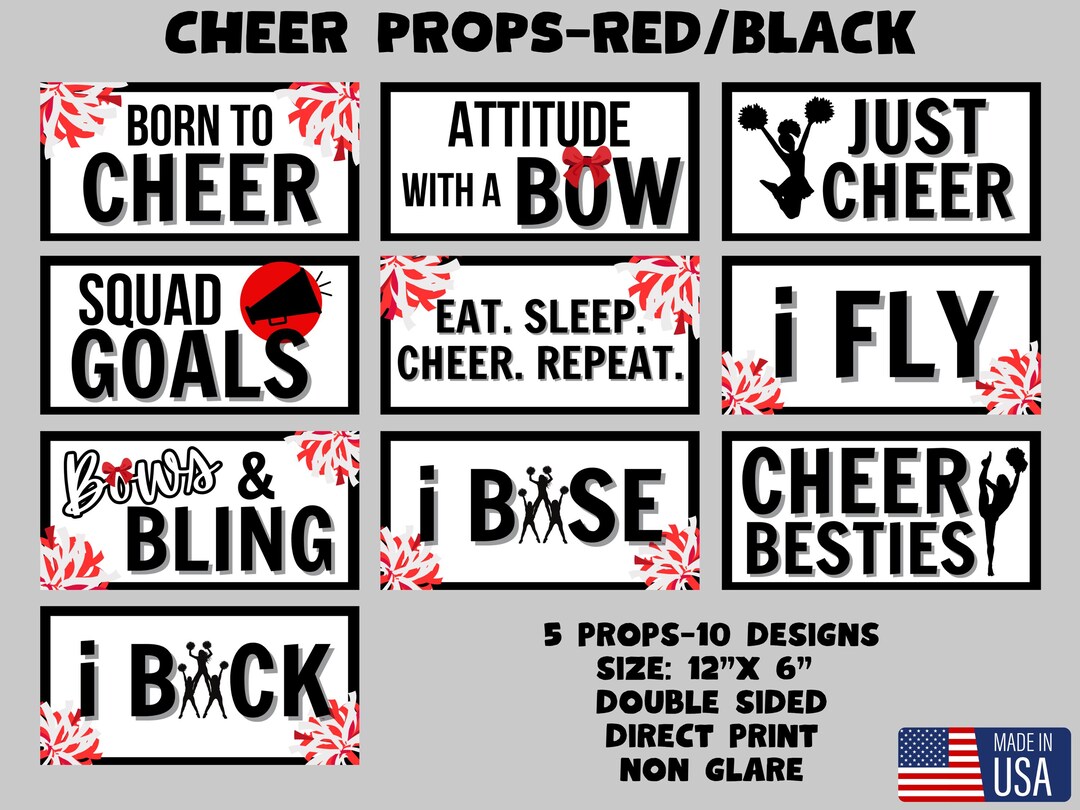 Red & Black Cheerleading Photo Booth Props, Double Sided - Etsy