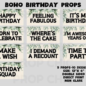 Boho Birthday Photo Booth Props, Double Sided, Party Events - Etsy