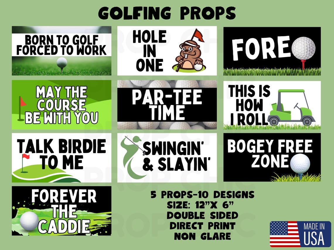 Golf Photo Booth Props, Golfing Party Events, 10 Designs - Etsy