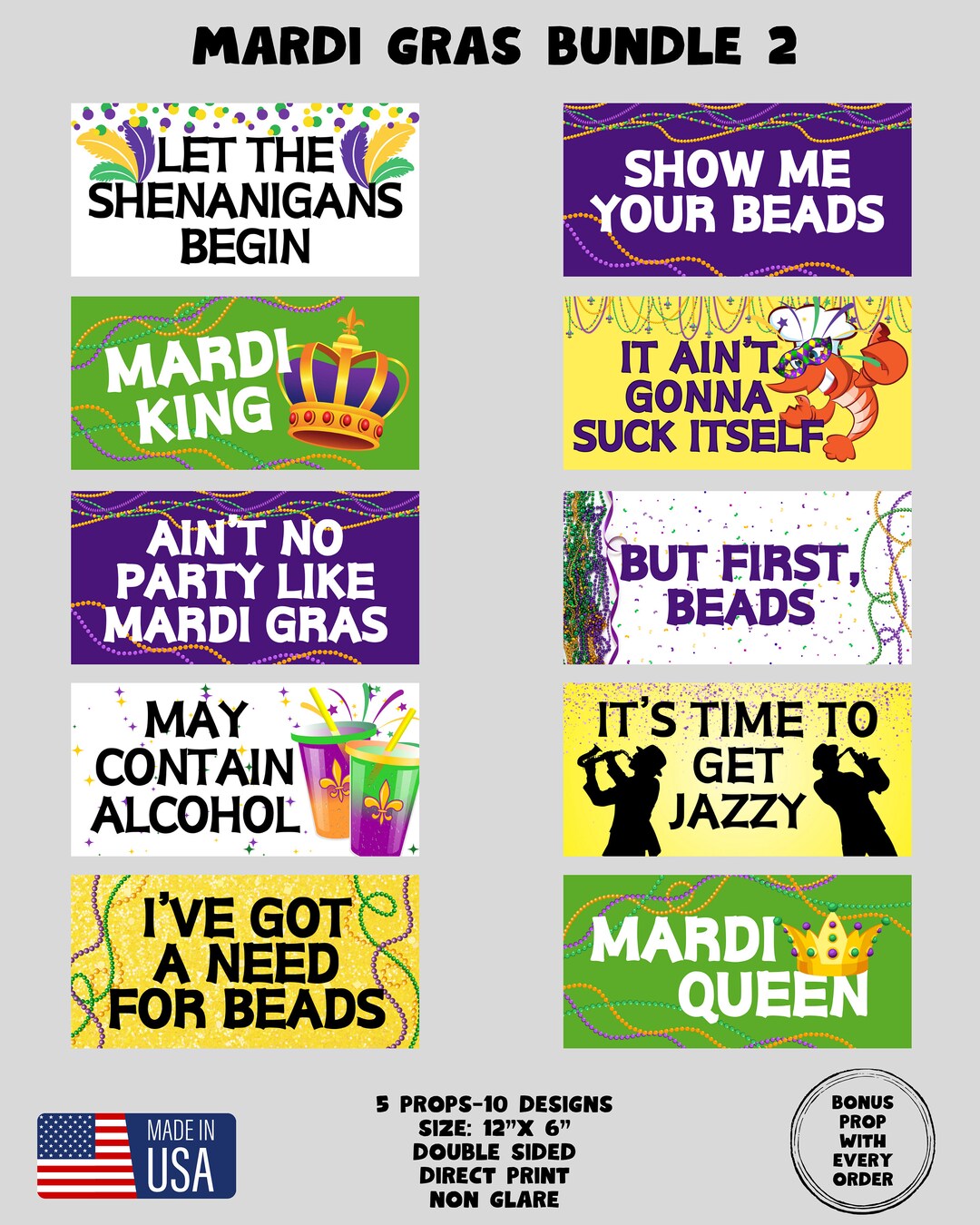 Mardi Gras Bundle 2, Photo Booth Props, 360 Photo Booth Props, Custom ...