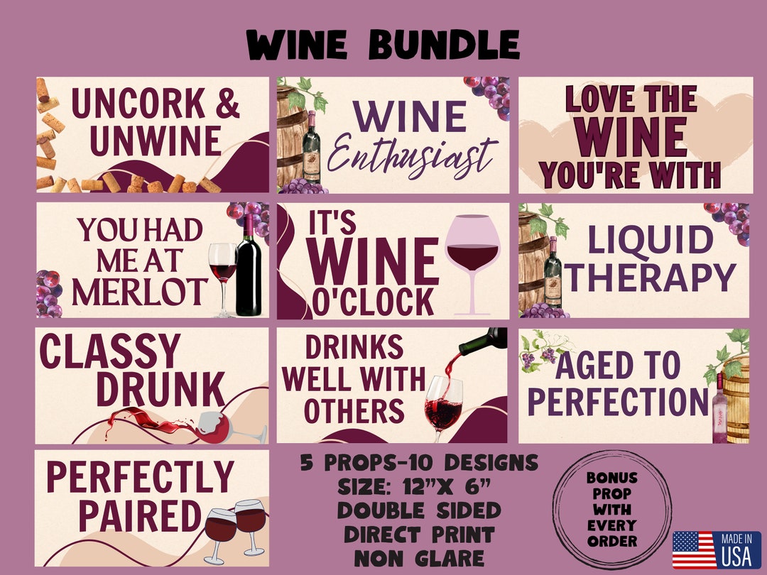 Wine Bundle, Photo Booth Props, 360 Photo Booth Props, Custom ...