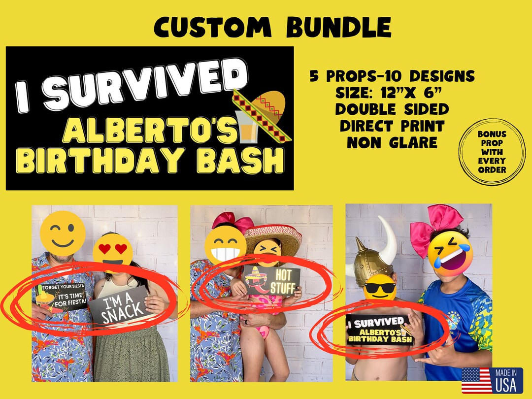 Custom Props, 5 Props-10 Designs, Photo Booth Props, 360 Photo Booth Props, Custom Photobooth ...