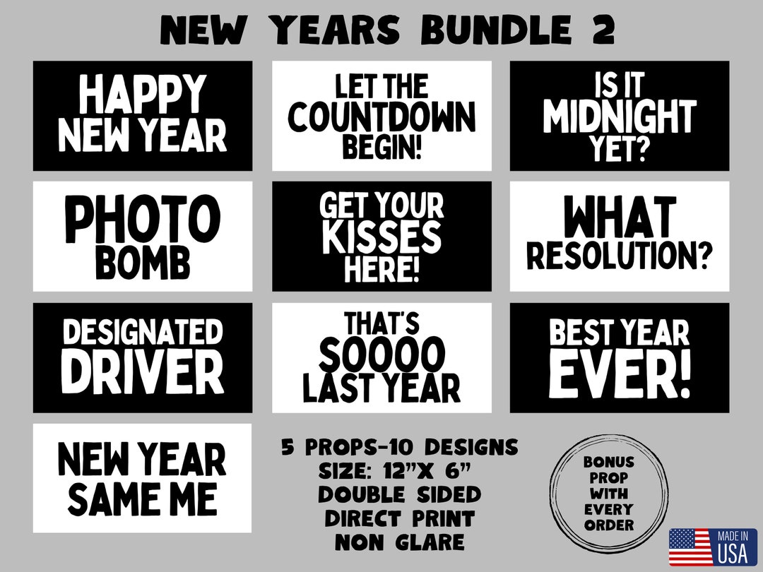 New Years Bundle 2, Photo Booth Props, 360 Photo Booth Props, Custom ...