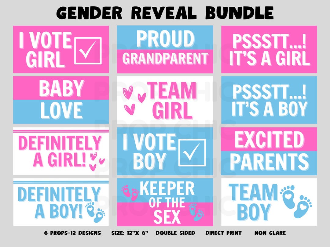 Gender Reveal Photo Booth Props, Double Sided, Party Decorations - Etsy
