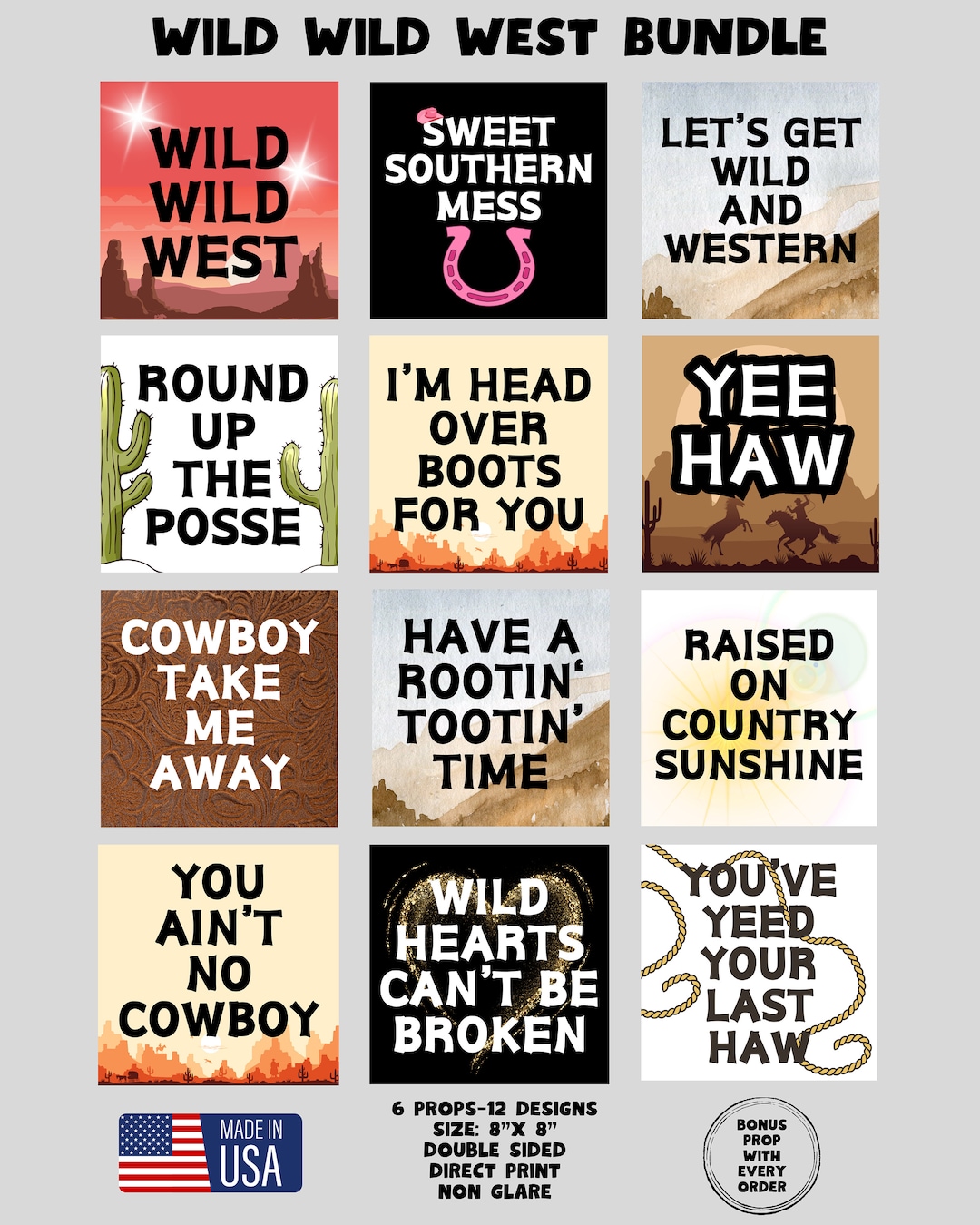 Wild Wild West Bundle, Photo Booth Props, 360 Photo Booth Props, Custom ...