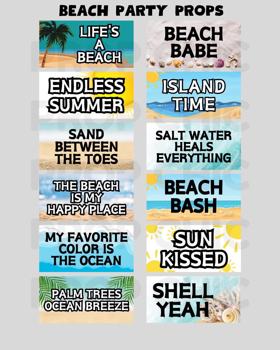 Beach Party Props, Photo Booth Props, 360 Photo Booth Props, Custom Photobooth Props, Props for ...