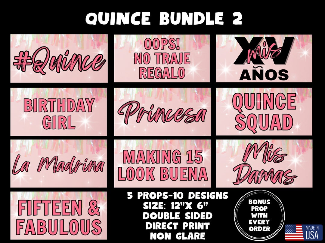 Quinceañera 2 Photo Booth Props, Double Sided, 10 Designs - Etsy