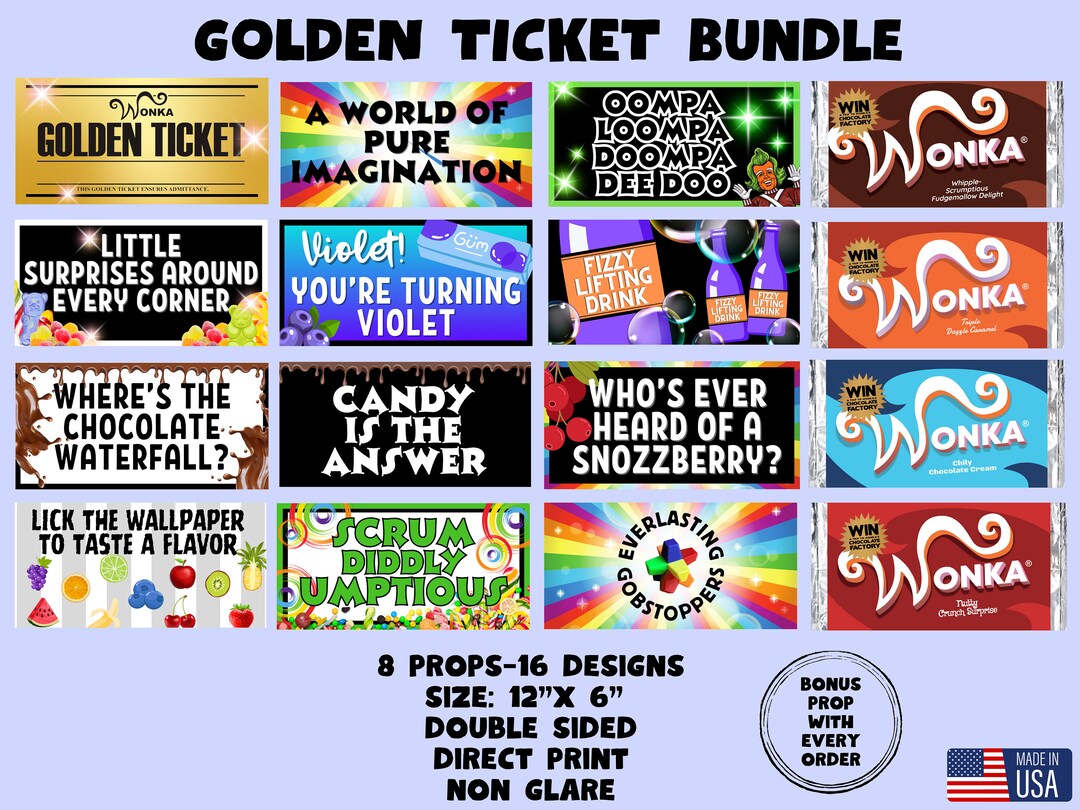 Golden Ticket Bundle, Photo Booth Props, 360 Photo Booth Props, Custom ...