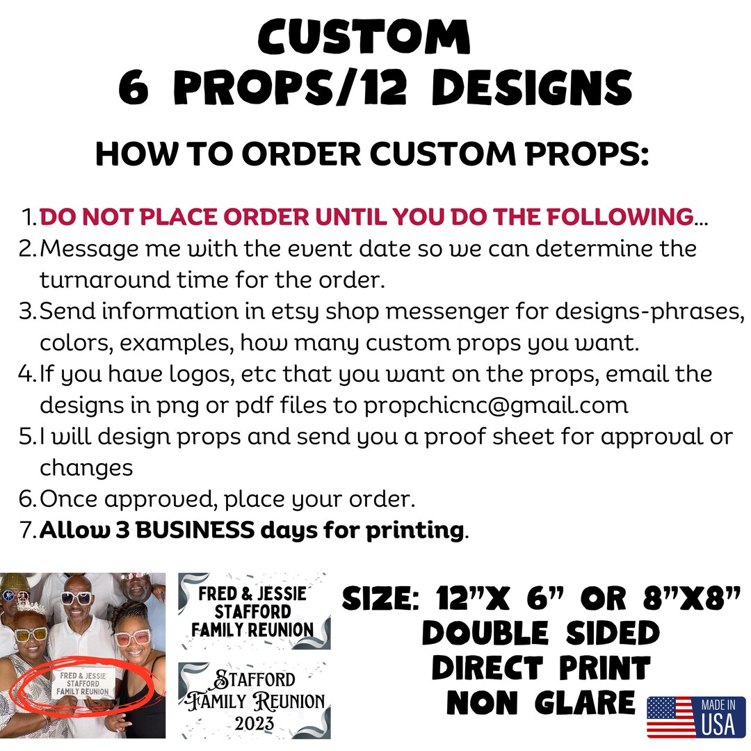 Custom Photo Booth Props, Double Sided, Party Events (6 Props/12 ...