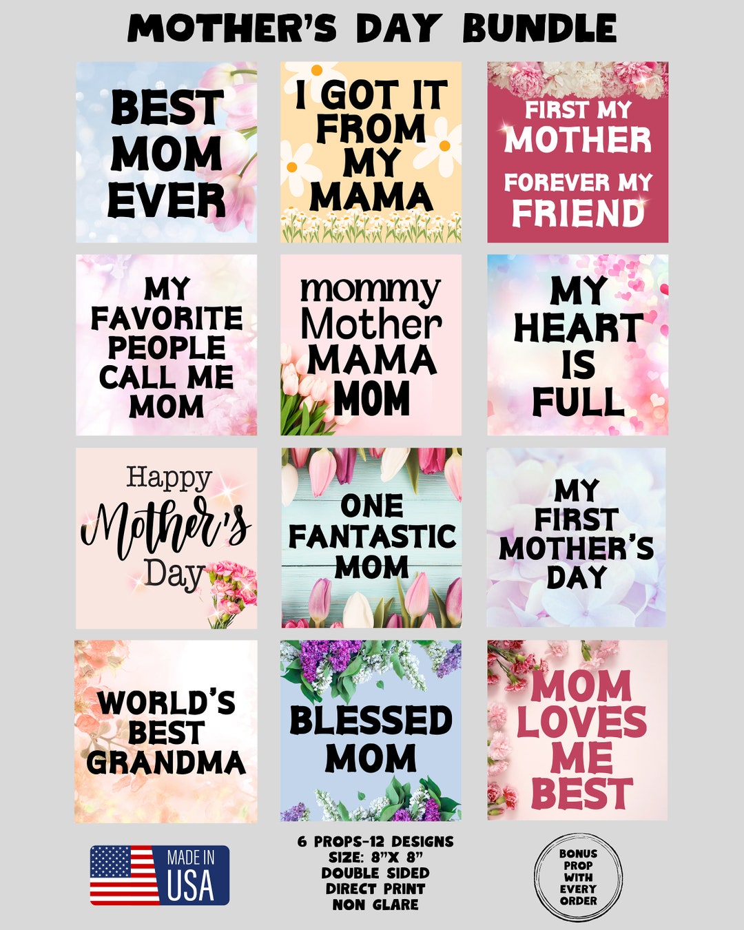Mother's Day Bundle, Photo Booth Props, 360 Photo Booth Props, Custom ...
