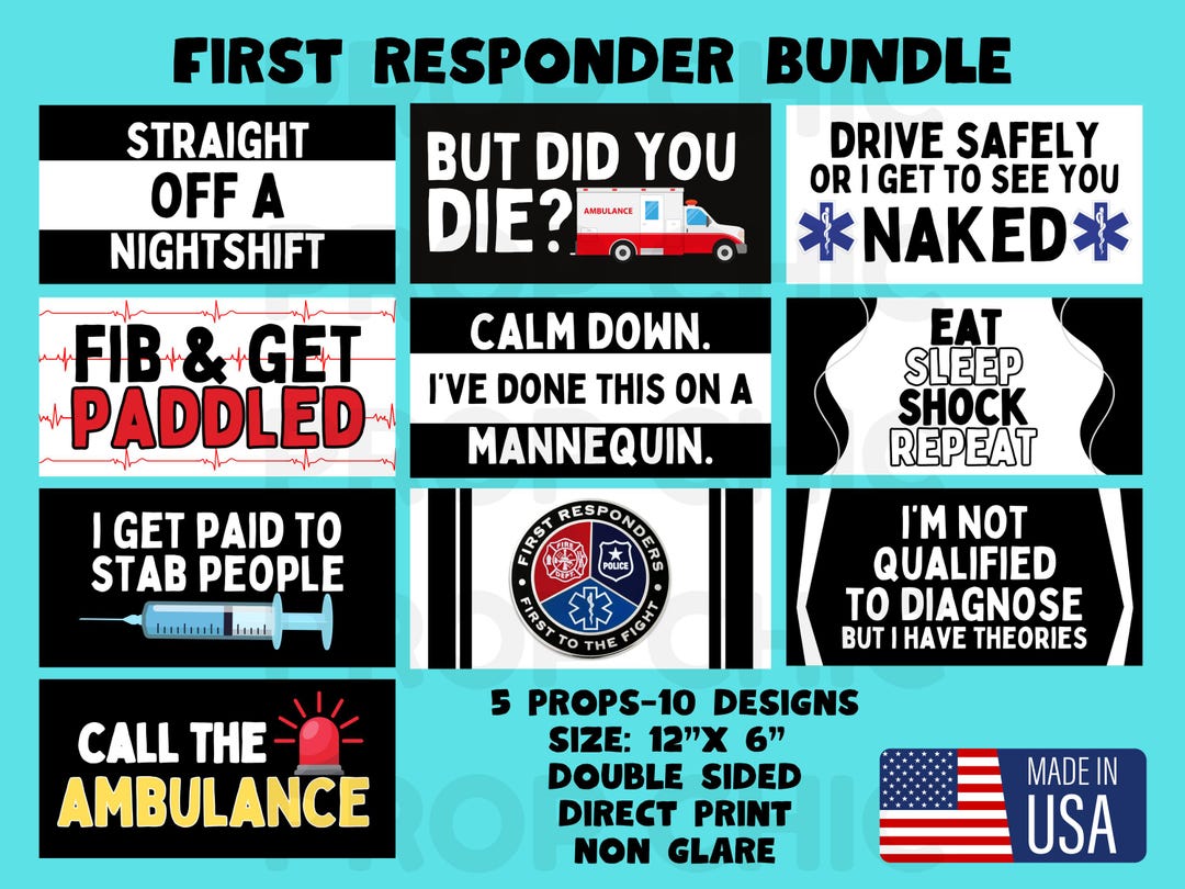 First Responder Photo Booth Props, Party Event Signs - Etsy