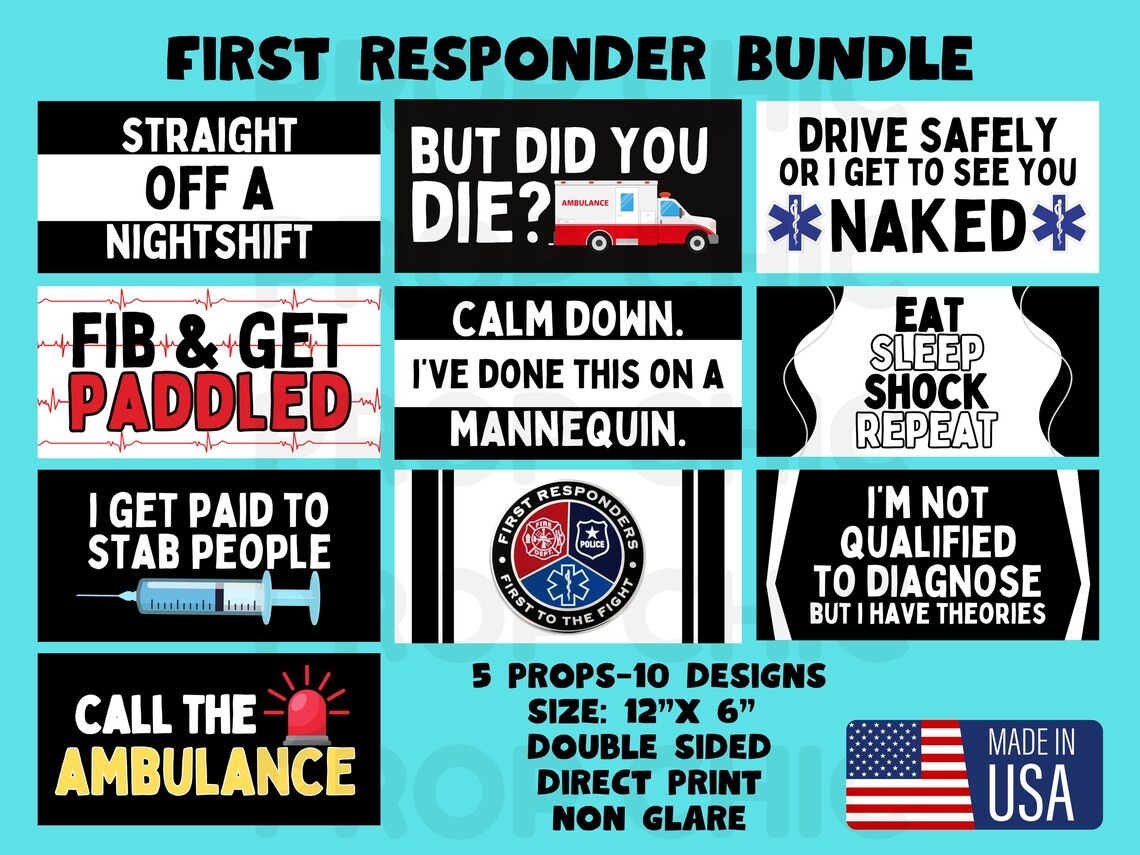 First Responder Photo Booth Props, Party Event Signs - Etsy