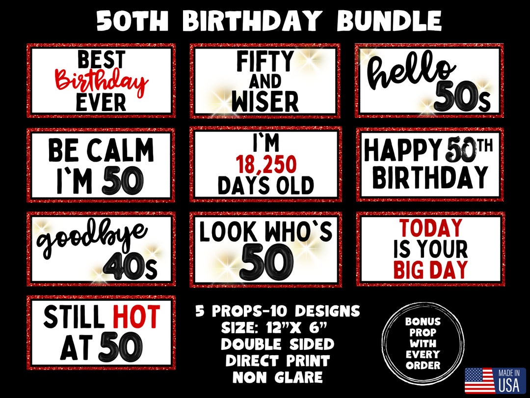 50th Birthday Bundle, Photo Booth Props, 360 Photo Booth Props, Custom ...