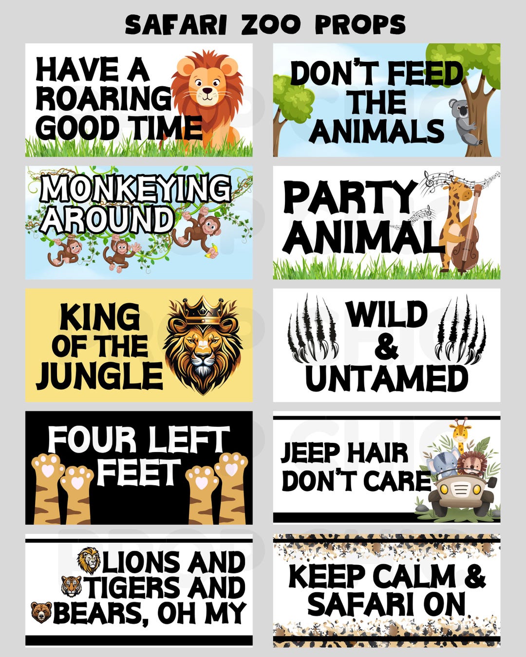 Safari Zoo Props, Photo Booth Props, 360 Photo Booth Props, Custom ...