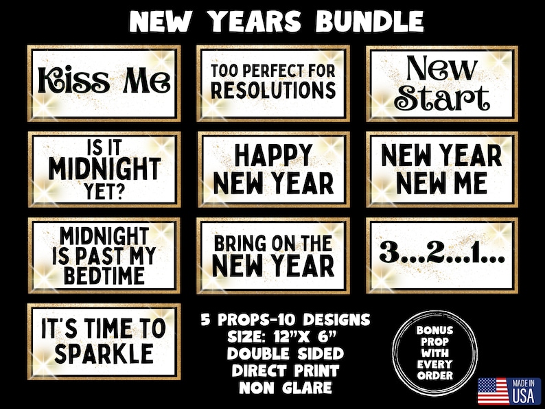 New Years Photo Booth Props, PVC, Double Sided, Party Events - Etsy