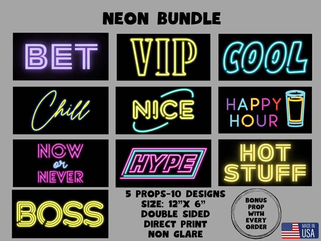 Neon Bundle, Photo Booth Props, 360 Photo Booth Props, Custom ...