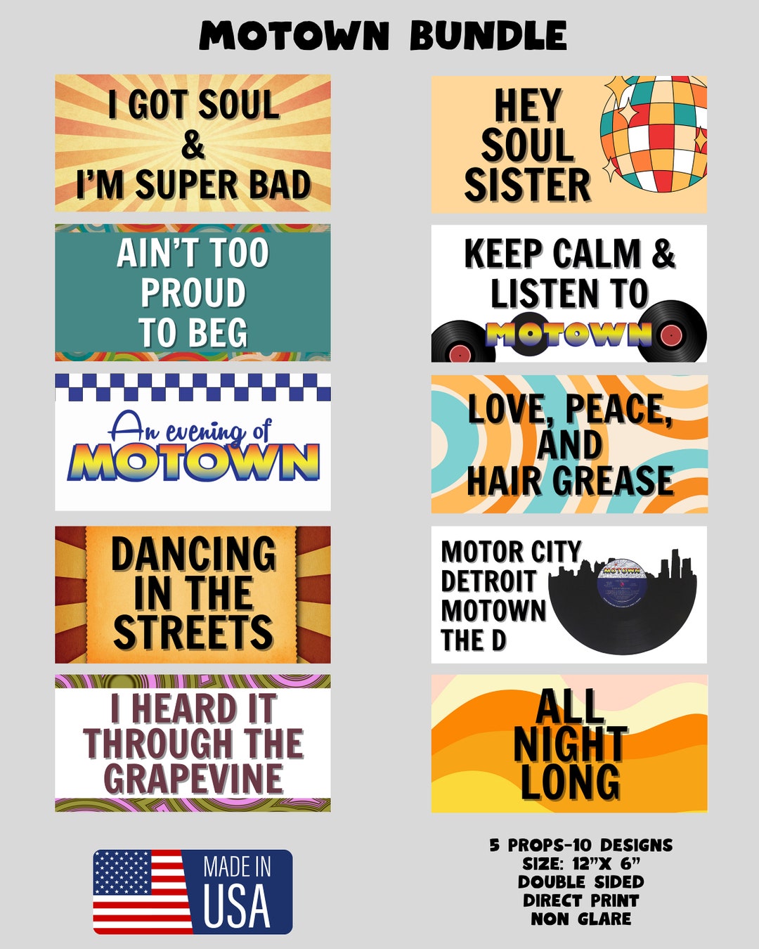 Motown Bundle, Photo Booth Props, 360 Photo Booth Props, Custom ...