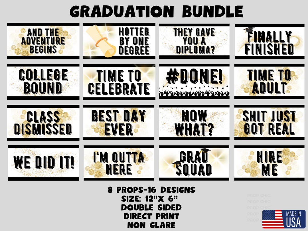 Graduation Photo Booth Props, Double Sided, 16 Designs - Etsy