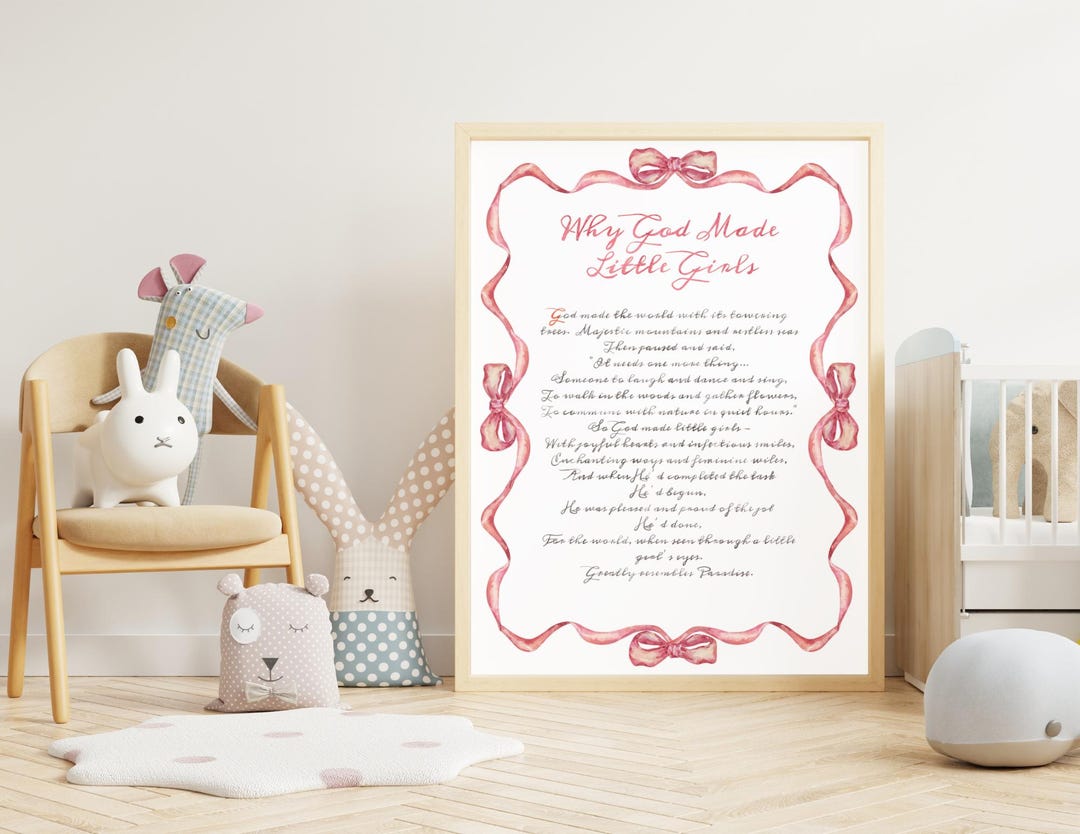 Watercolor Girls Nursery Print: "why God Made Little Girls" Poem ...