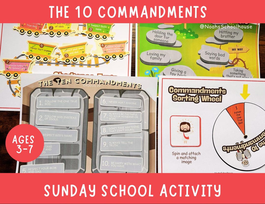 Printable 10 Ten Commandments Activity Pack | Preschool Grade School Activity | Homeschool ...