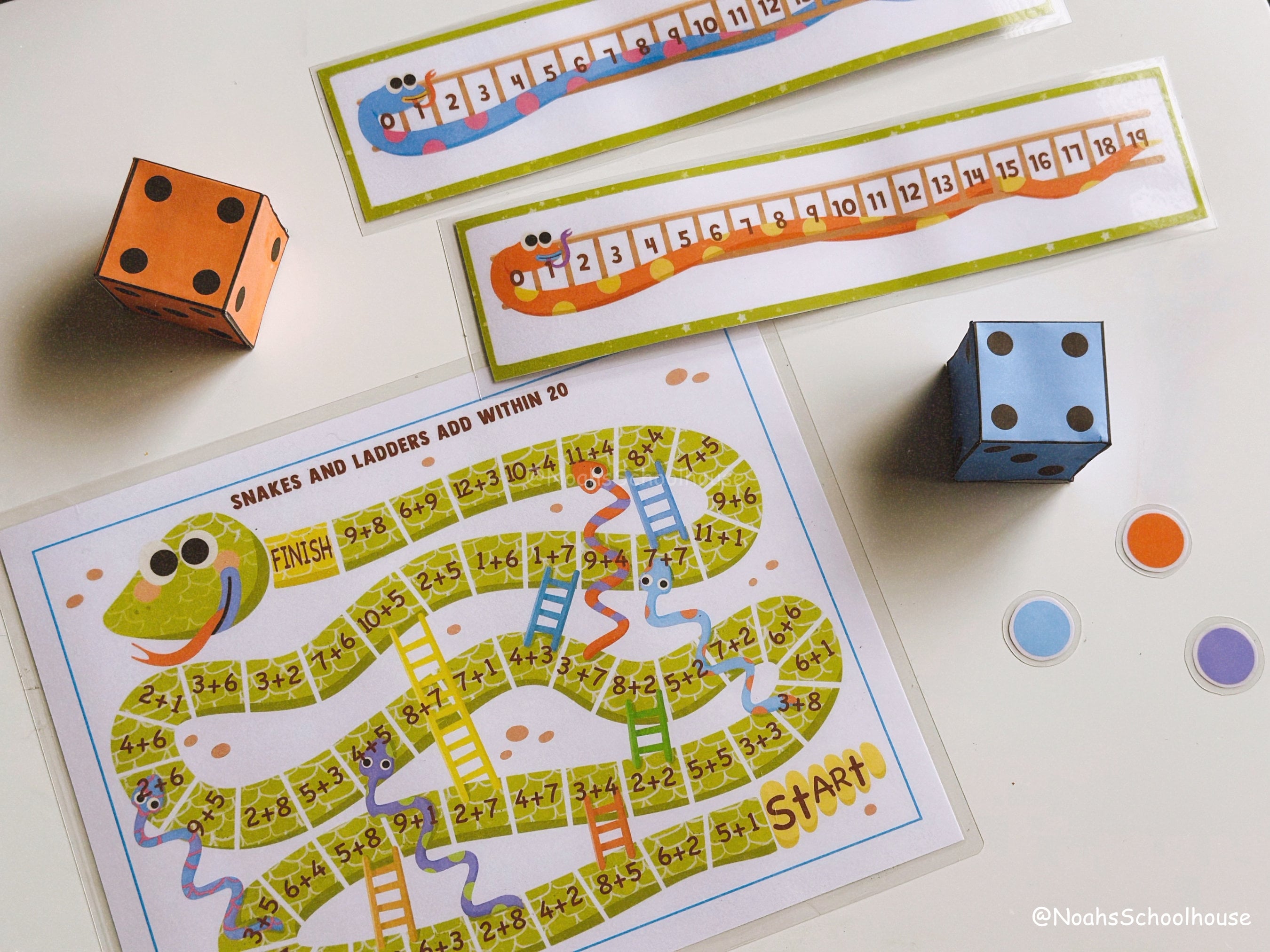 Printable Snakes and Ladders Addition Within 20 | Homeschool | Math ...