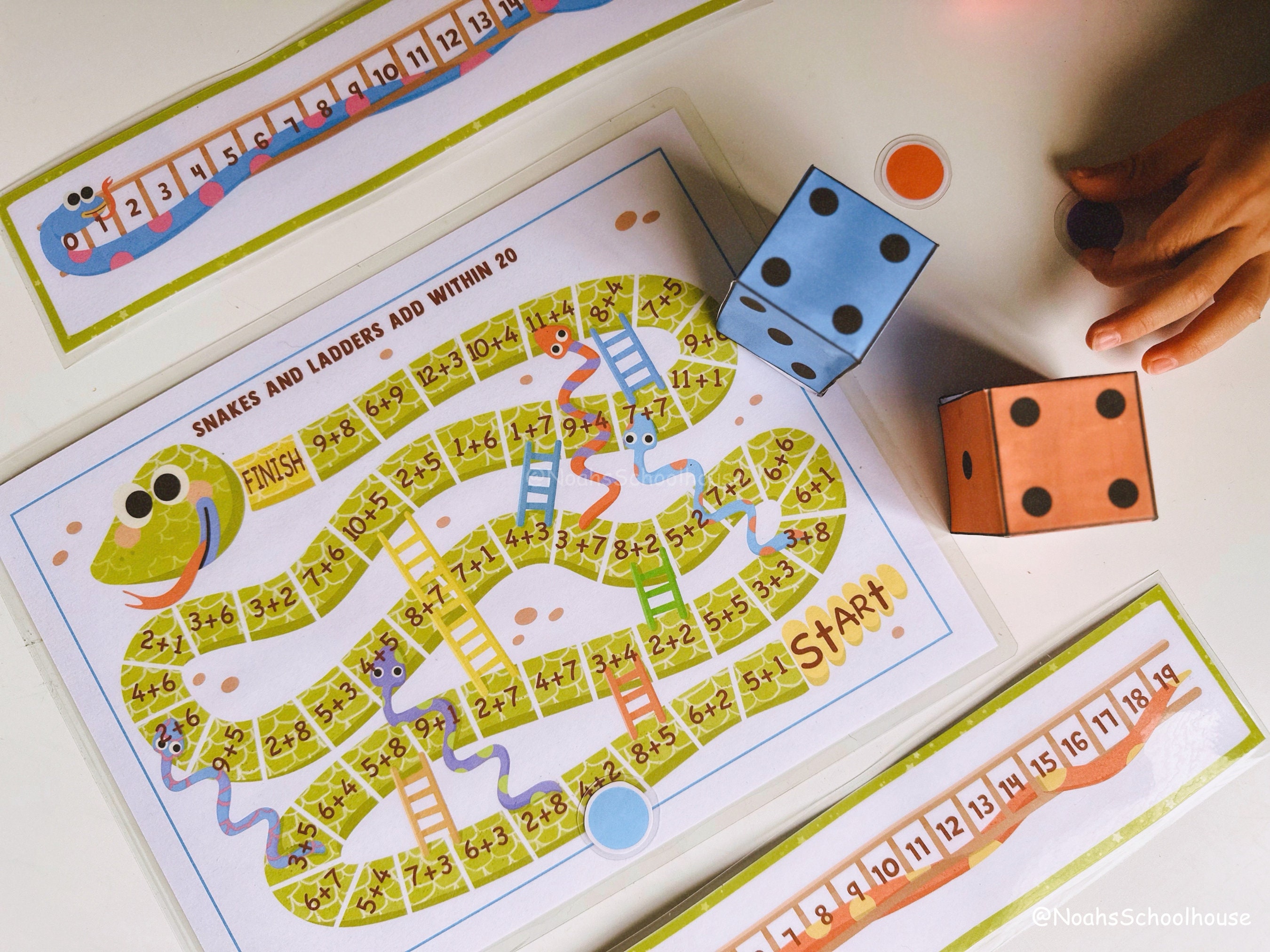 Printable Snakes and Ladders Addition Within 20 Homeschool Math Games ...