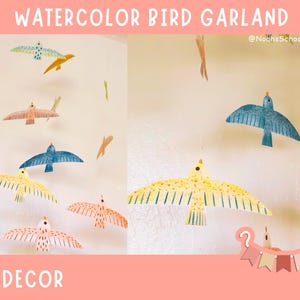 Printable Watercolor Birds | Garland | Nursery Decor Classroom Decor - Etsy