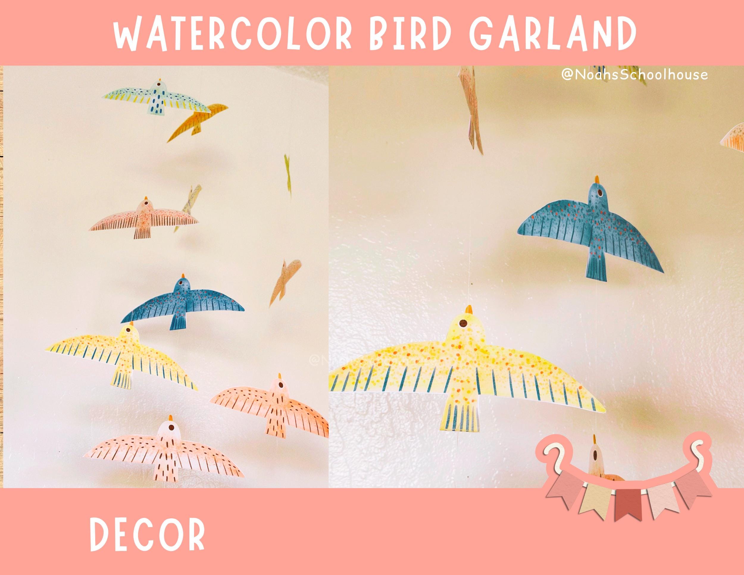 Printable Watercolor Birds | Garland | Nursery Decor Classroom Decor - Etsy