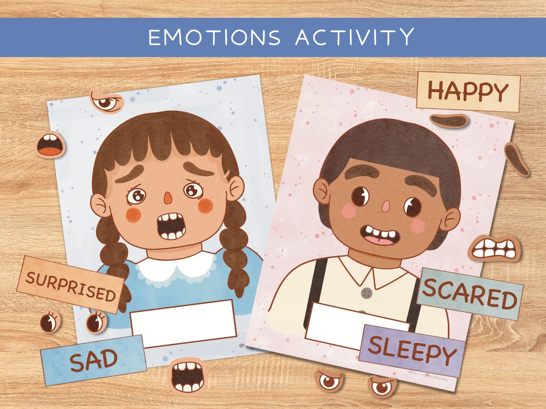 Printable Emotions Activity | Facial Expressions L Homeschool | Cut and ...