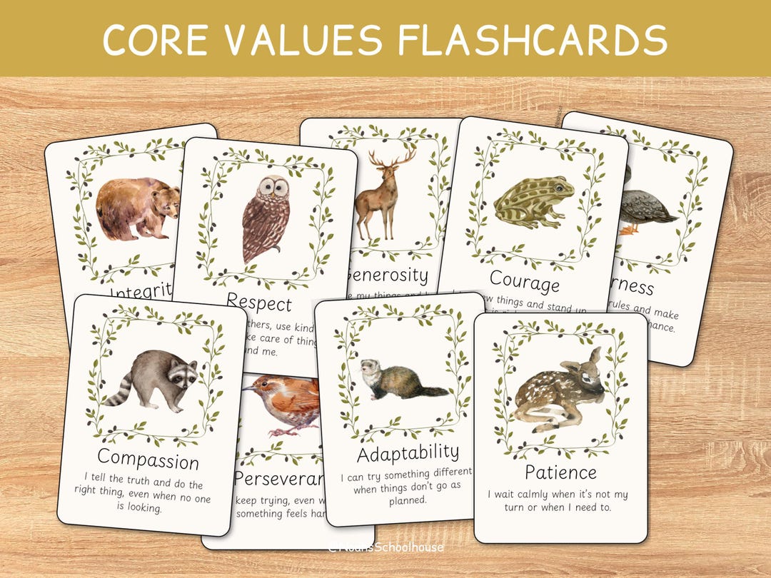 Printable Core Values and Character Traits Cards Garland Nursery Decor ...