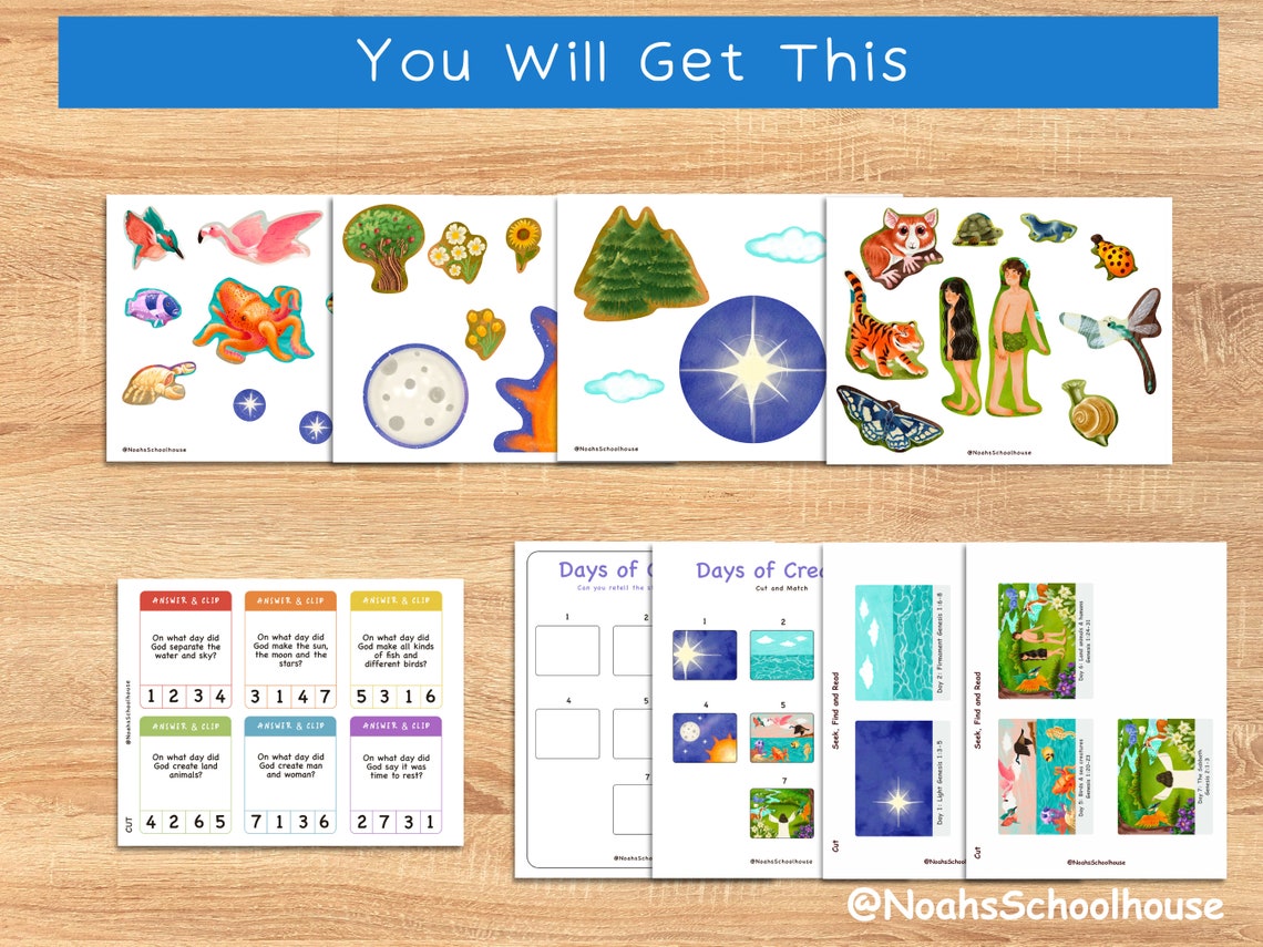 Printable Creation Story Unit Study Homeschool Sunday School Lessons ...