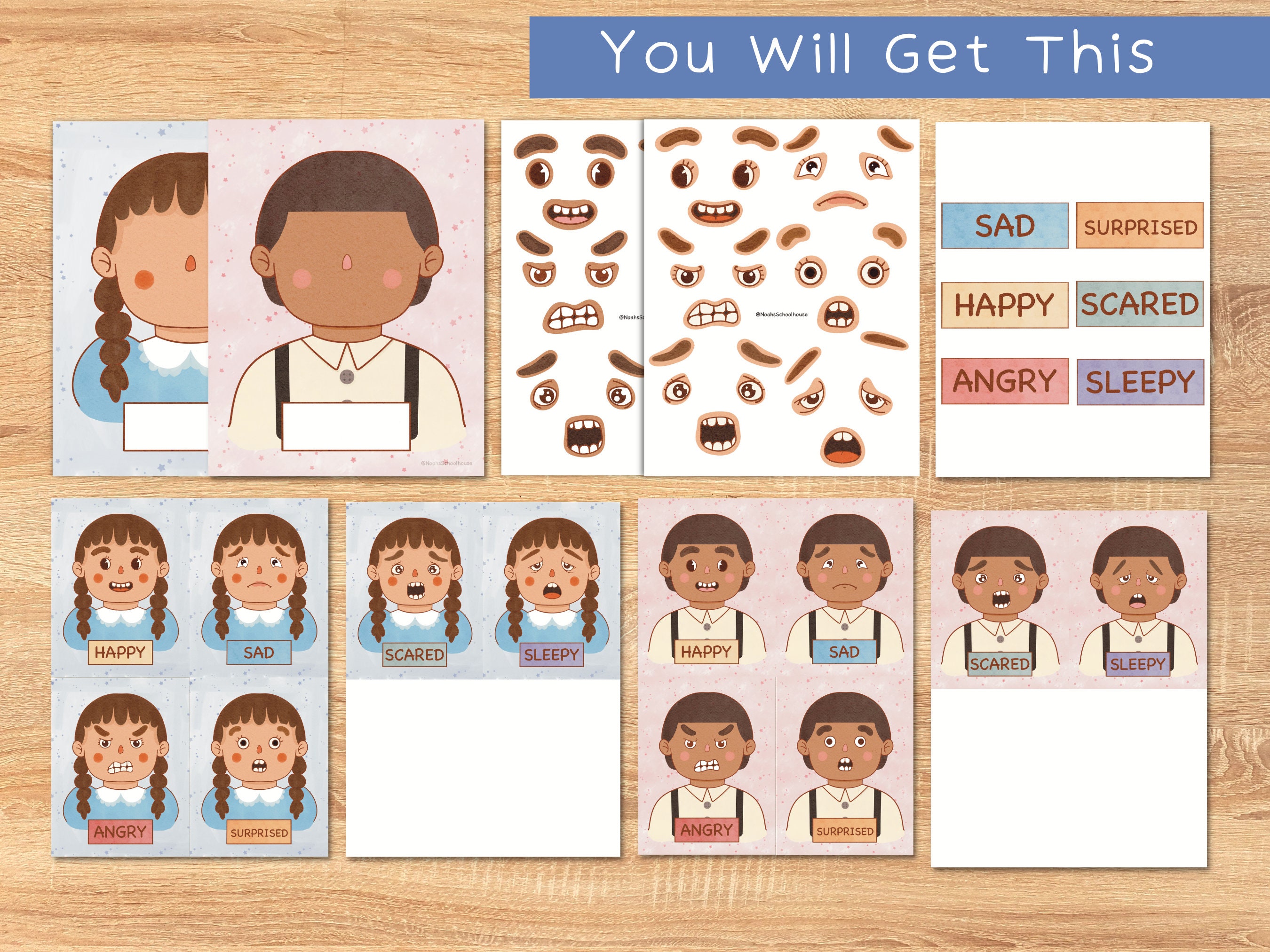 Printable Emotions Activity | Facial Expressions L Homeschool | Cut and ...