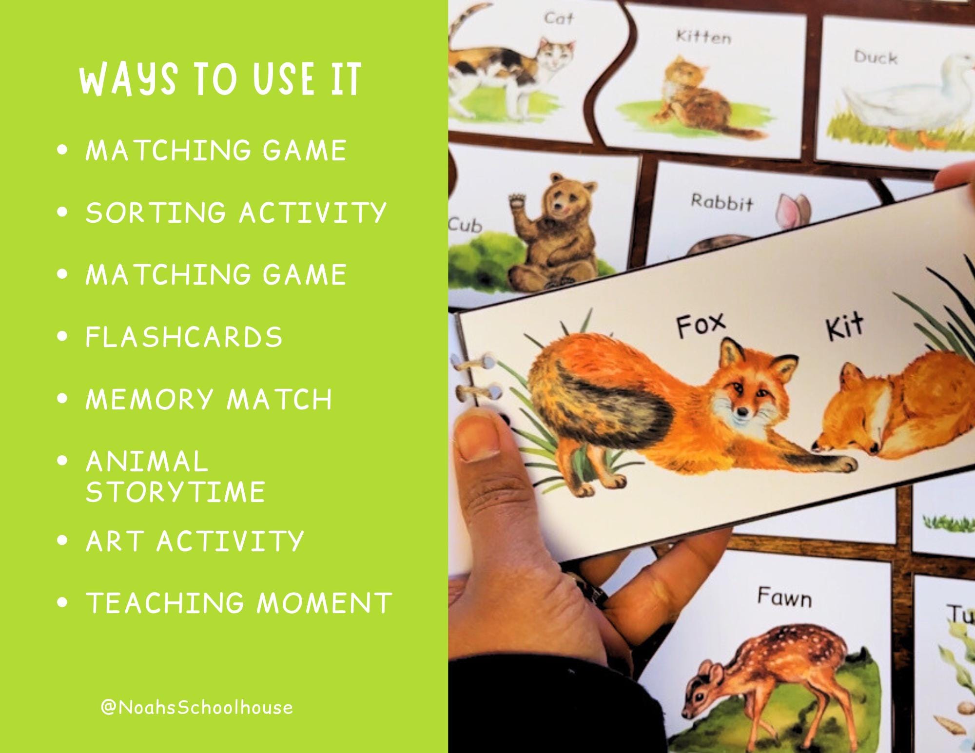 Printable Adult Animals and Their Young Flashcards | Matching Activity ...