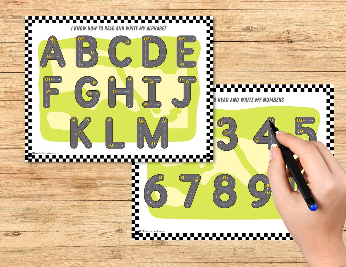 Grand Prix Alphabet & Number Tracing Mats: Preschool Activity (PDF) - Etsy