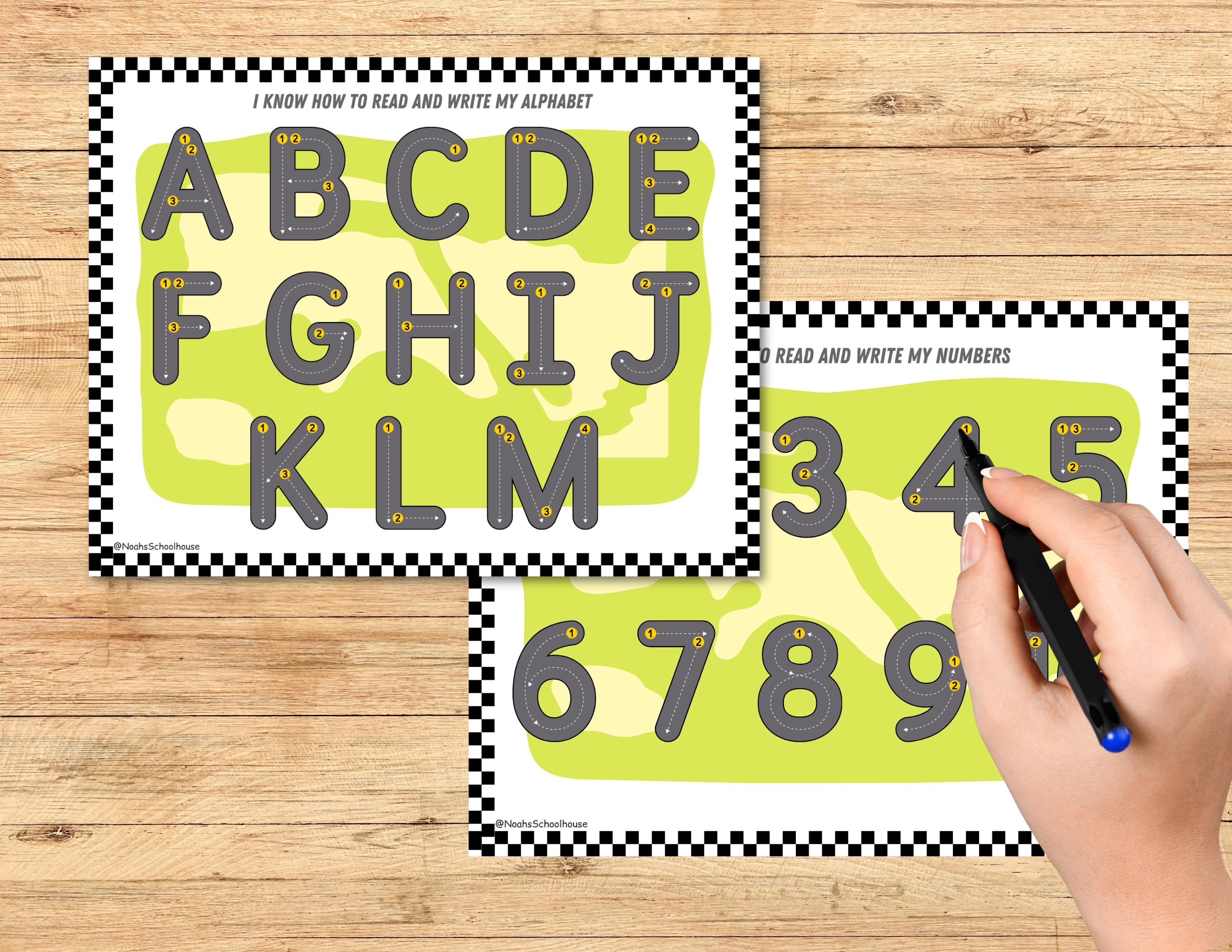 Grand Prix Alphabet & Number Tracing Mats: Preschool Activity (PDF) - Etsy