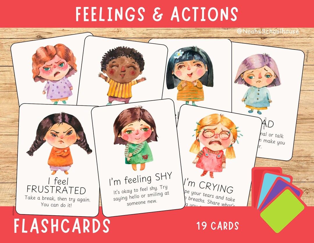 Printable Feelings and Actions Cards | Emotions Activity | Garland ...