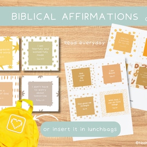 Printable Biblical Affirmation Cards for Kids Lunch Bag Box Insert ...