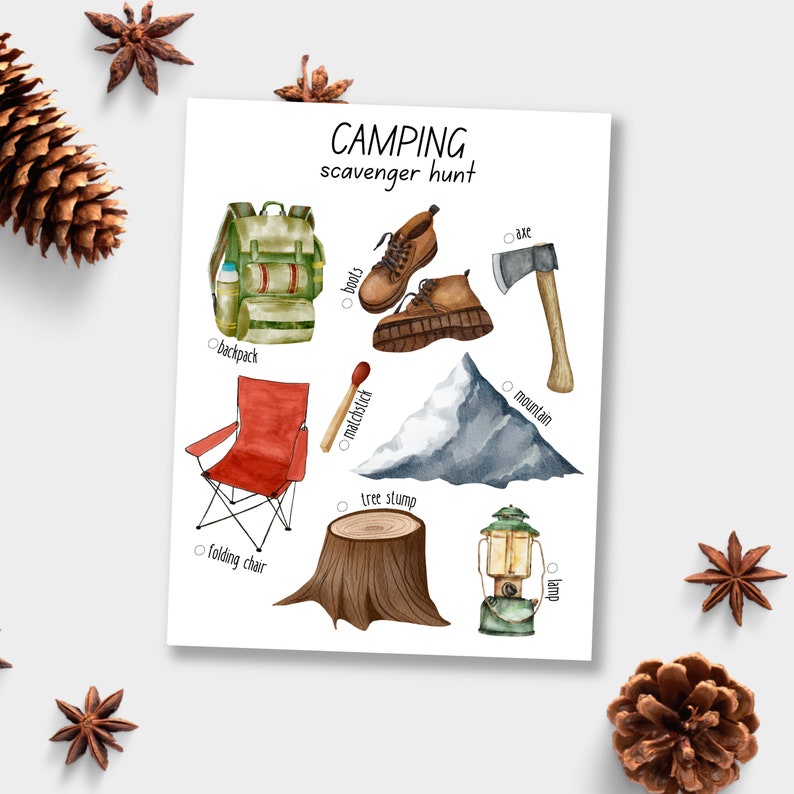 Printable Camping Scavenger Hunt Homeschool Learning Materials Nature ...