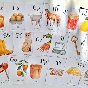 Watercolor Alphabet Flashcards: Printable Homeschool Activity (digital ...