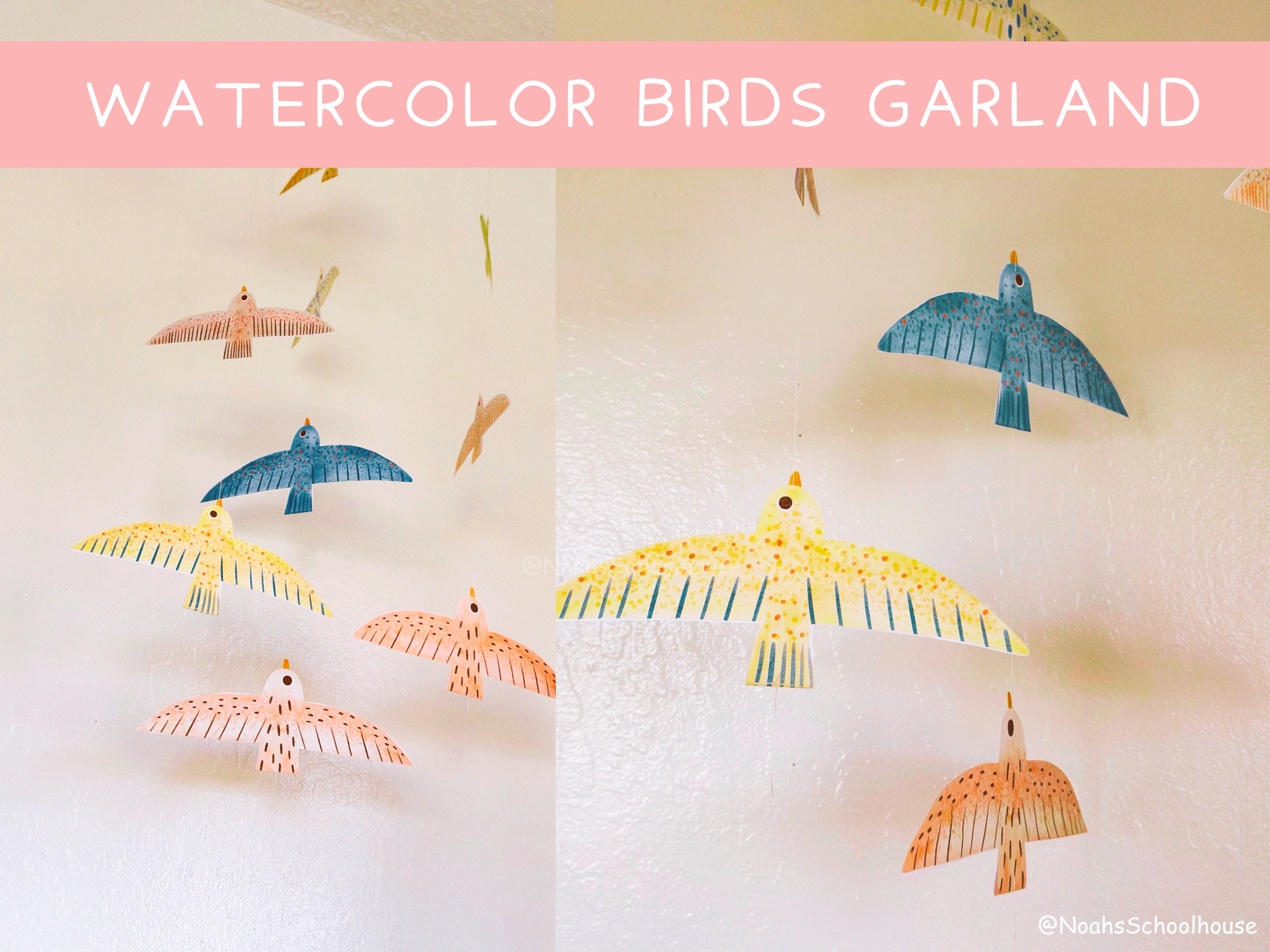 Printable Watercolor Birds Garland Nursery Decor Classroom Decor - Etsy