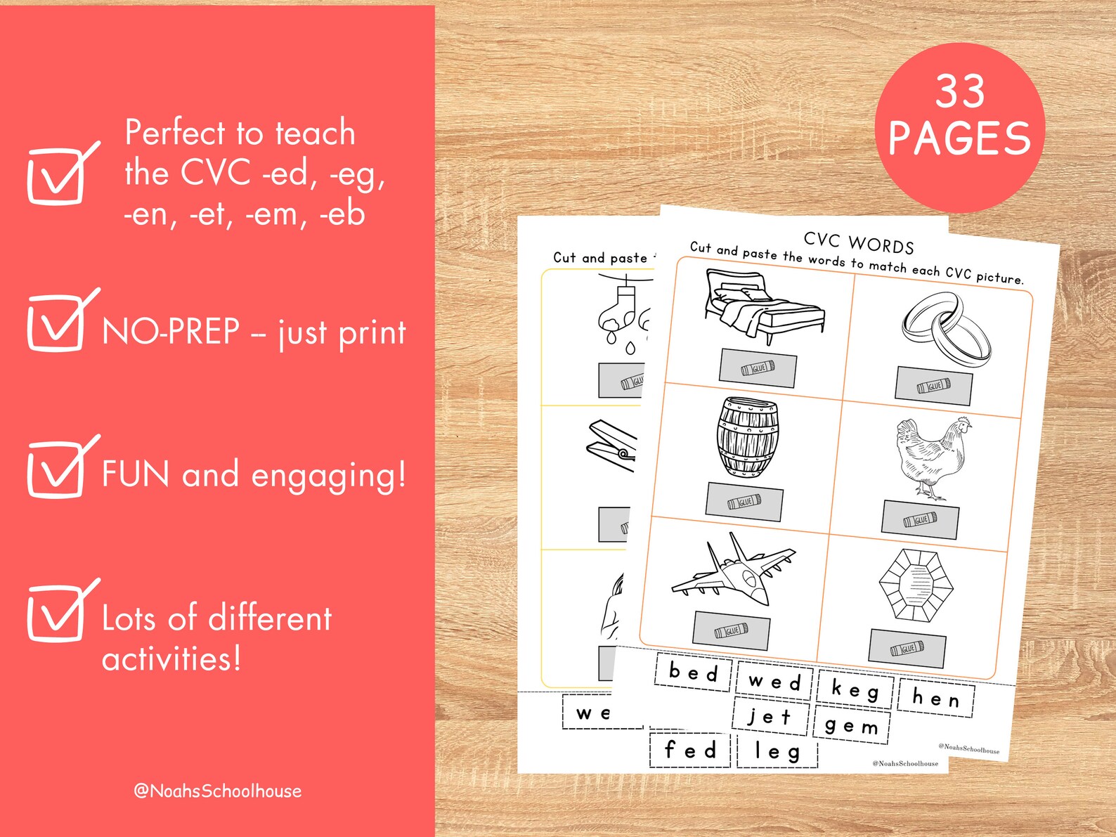 Printable CVC Short ‘e’ Worksheets | Homeschool | Pre-k Activities ...