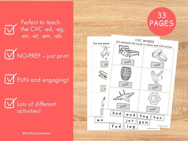 Printable CVC Short ‘e’ Worksheets | Homeschool | Pre-k Activities ...
