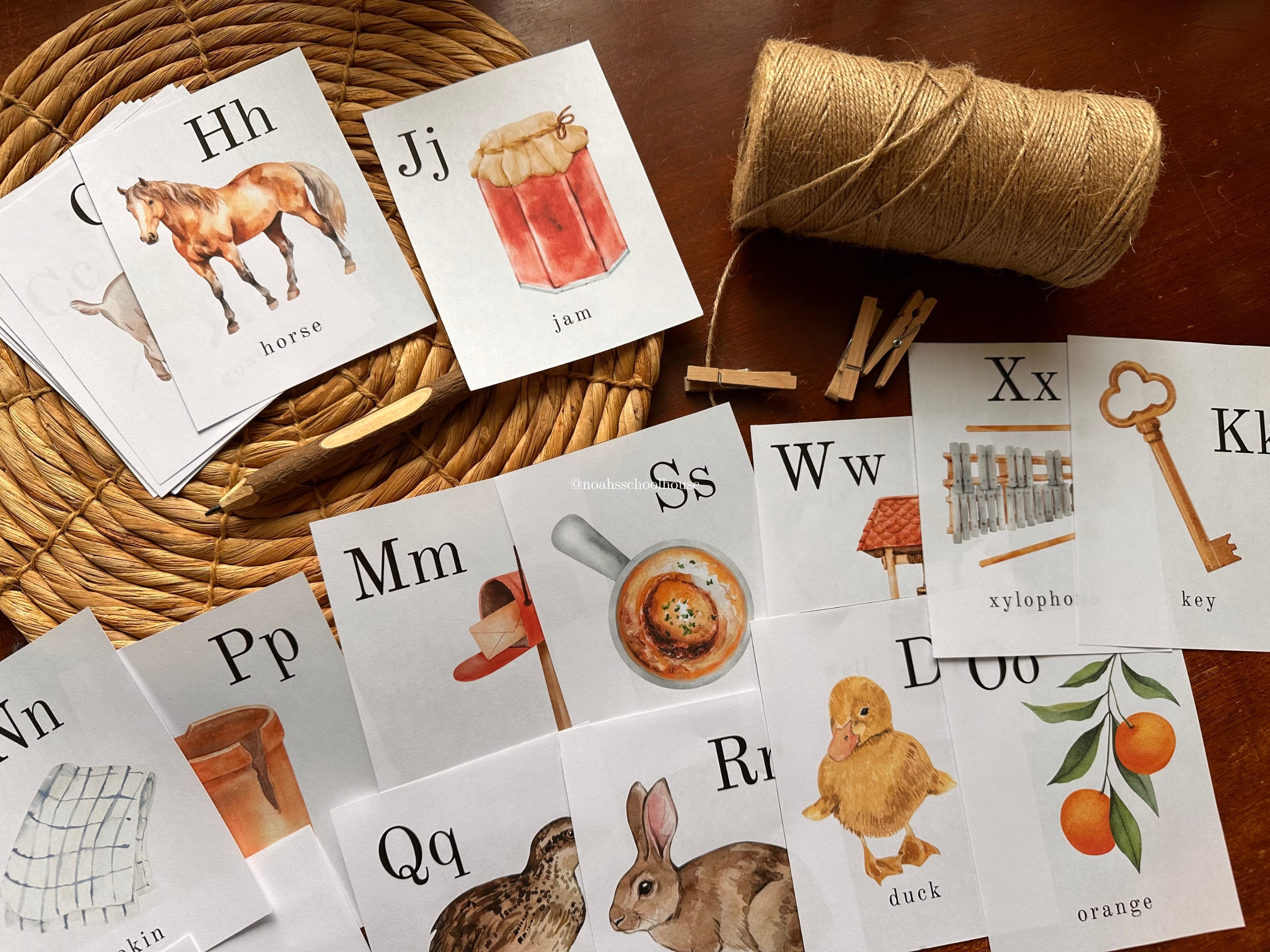 Watercolor Alphabet Flashcards: Printable Homeschool Activity (digital ...