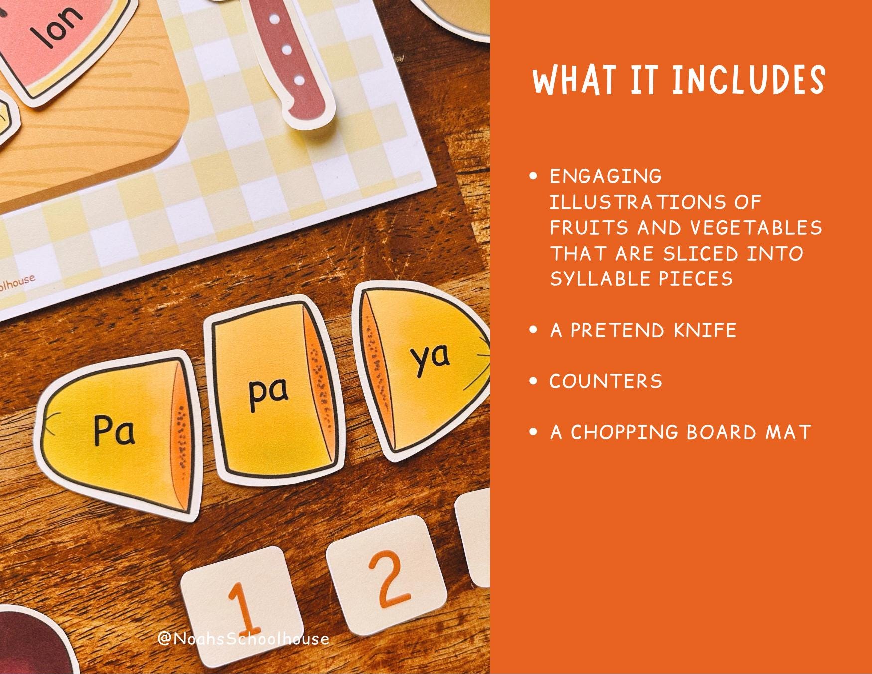 Printable Fruits and Vegetables Syllable Mat Activity | Syllables ...